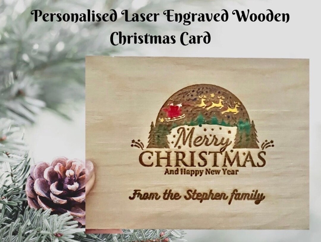 Personalised Wooden A6 Christmas Card With Easel, Unique Christmas Card ...