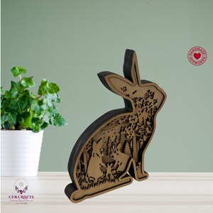 Laser Cut 7 Layered Rabbit Rabbit Ornament Wooden Rabbit Art Table ...