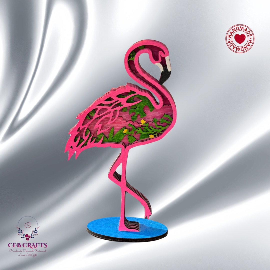 Wooden Six Layered Laser Cut Flamingo, Tropical Flamingo Home Decor ...