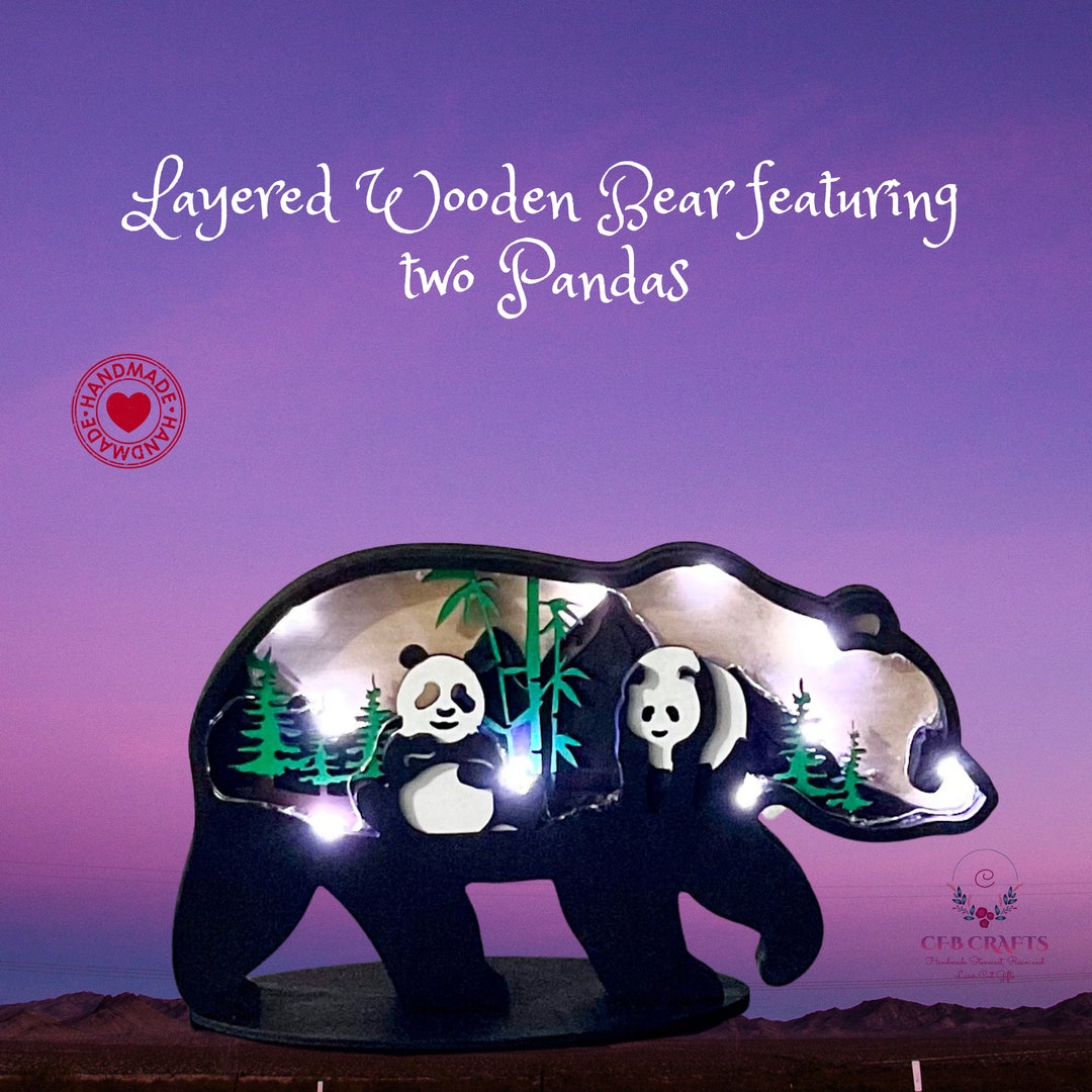 Laser Cut Nightlight Featuring Two Pandas, Home Decor, Nursery ...
