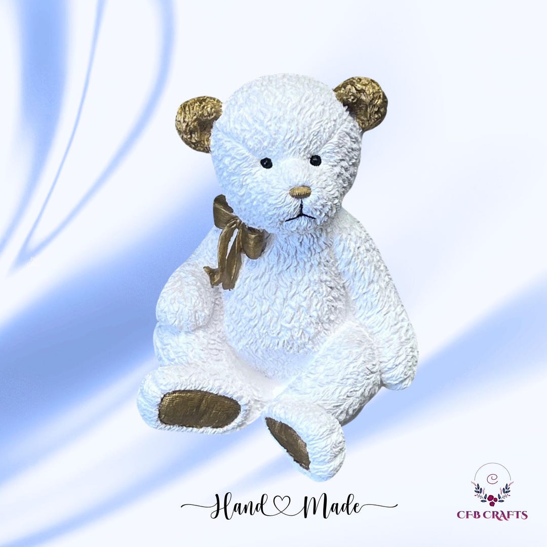 Cute Stone Teddy Bear, Sitting Bear Shelf Decor, Gift for Teddy Bear ...
