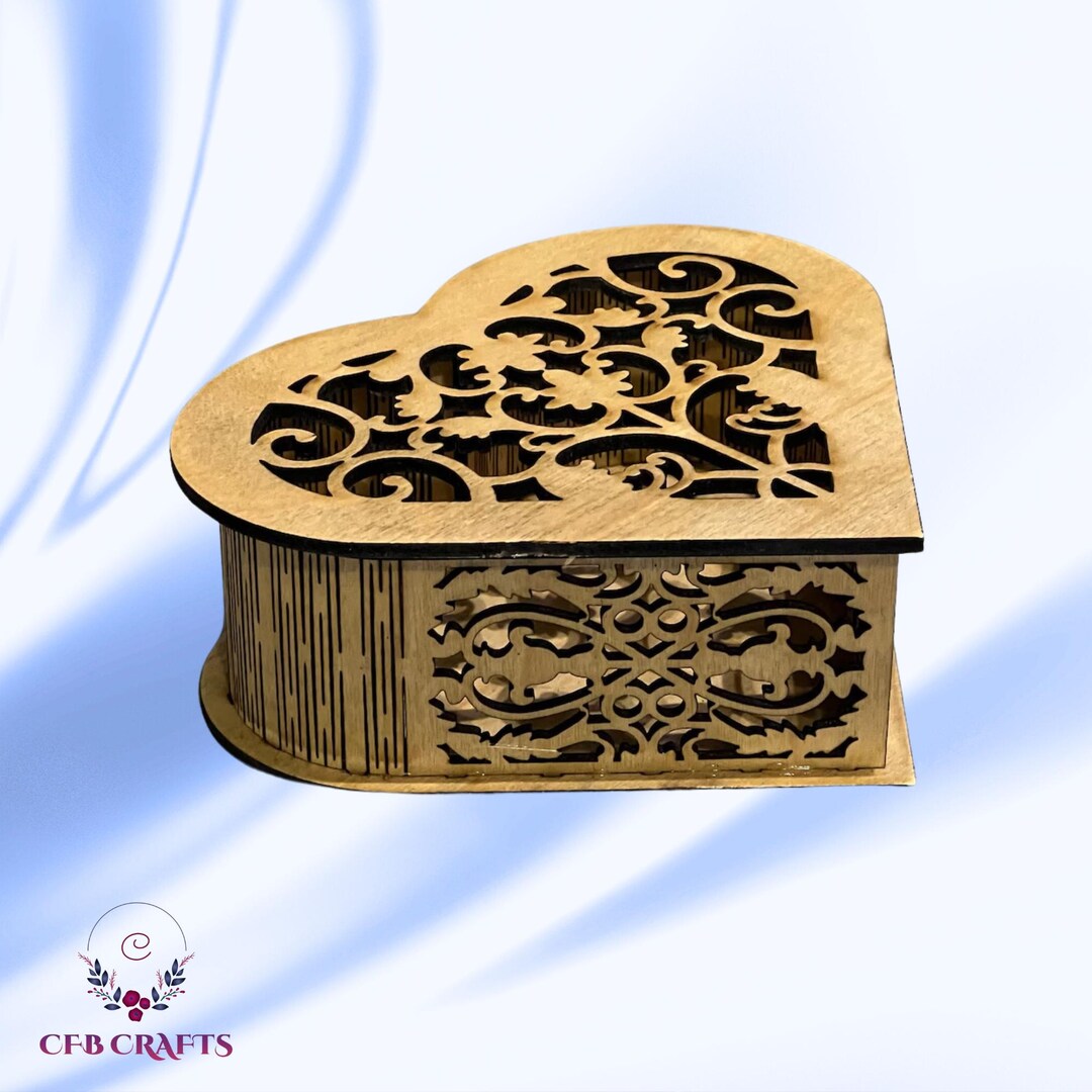 Heart Shaped Laser Cut Box Wooden Heart Box Gift for Her Small ...