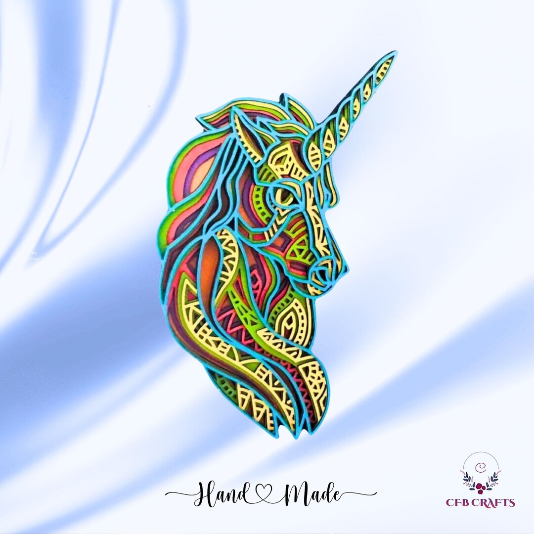 Rainbow Unicorn Wall Decor, Colourful 3D Layered Art for Kids Room ...