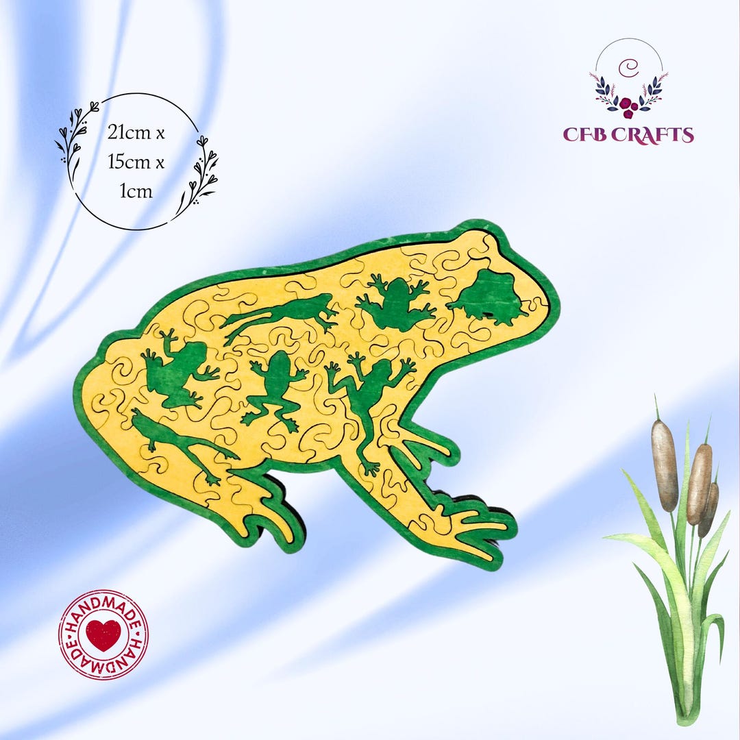 Challenging Wooden Frog Puzzle for Adults - 40 Irregular Laser-cut ...