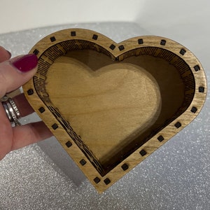 Heart Shaped Laser Cut Box Wooden Heart Box Gift for Her Small ...