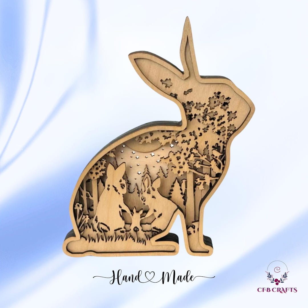 Laser Cut 7 Layered Rabbit Rabbit Ornament Wooden Rabbit Art Table ...