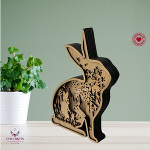 Laser Cut 7 Layered Rabbit Rabbit Ornament Wooden Rabbit Art Table ...