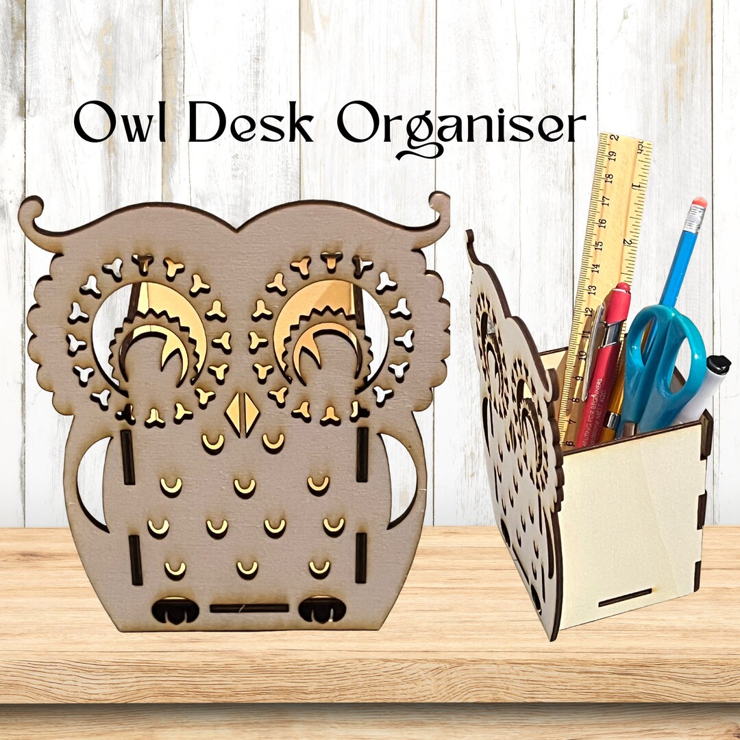 Owl Pen and Pencil Organiser Desk Organiser Gift for Owl Lovers Laser ...
