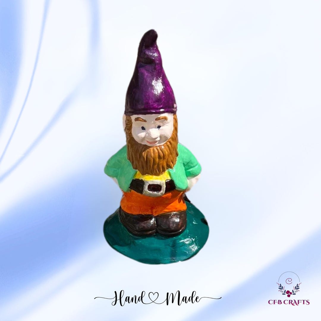Handpainted Small Garden Gnome, Stone Cast Little Gnome Gift ...