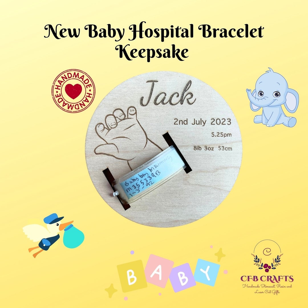 Personalised Newborn Baby Hospital Bracelet Keepsake Disc New Baby ...
