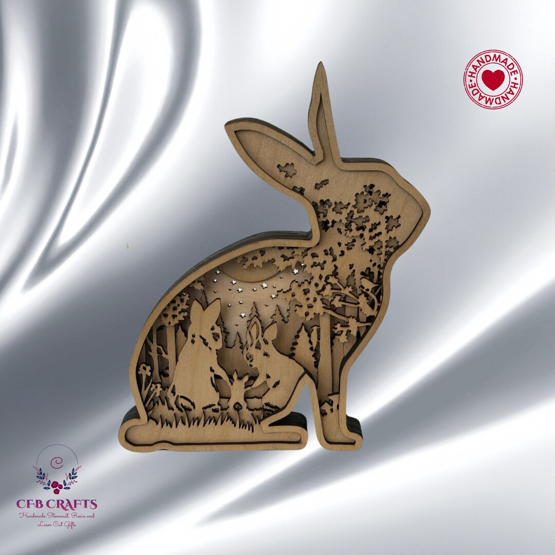 Laser Cut 7 Layered Rabbit Rabbit Ornament Wooden Rabbit Art Table ...