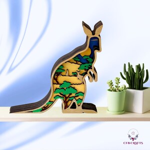 Laser Cut Wooden Kangaroo, 7 Layered Kangaroo Gift, Gift for Kangaroo ...
