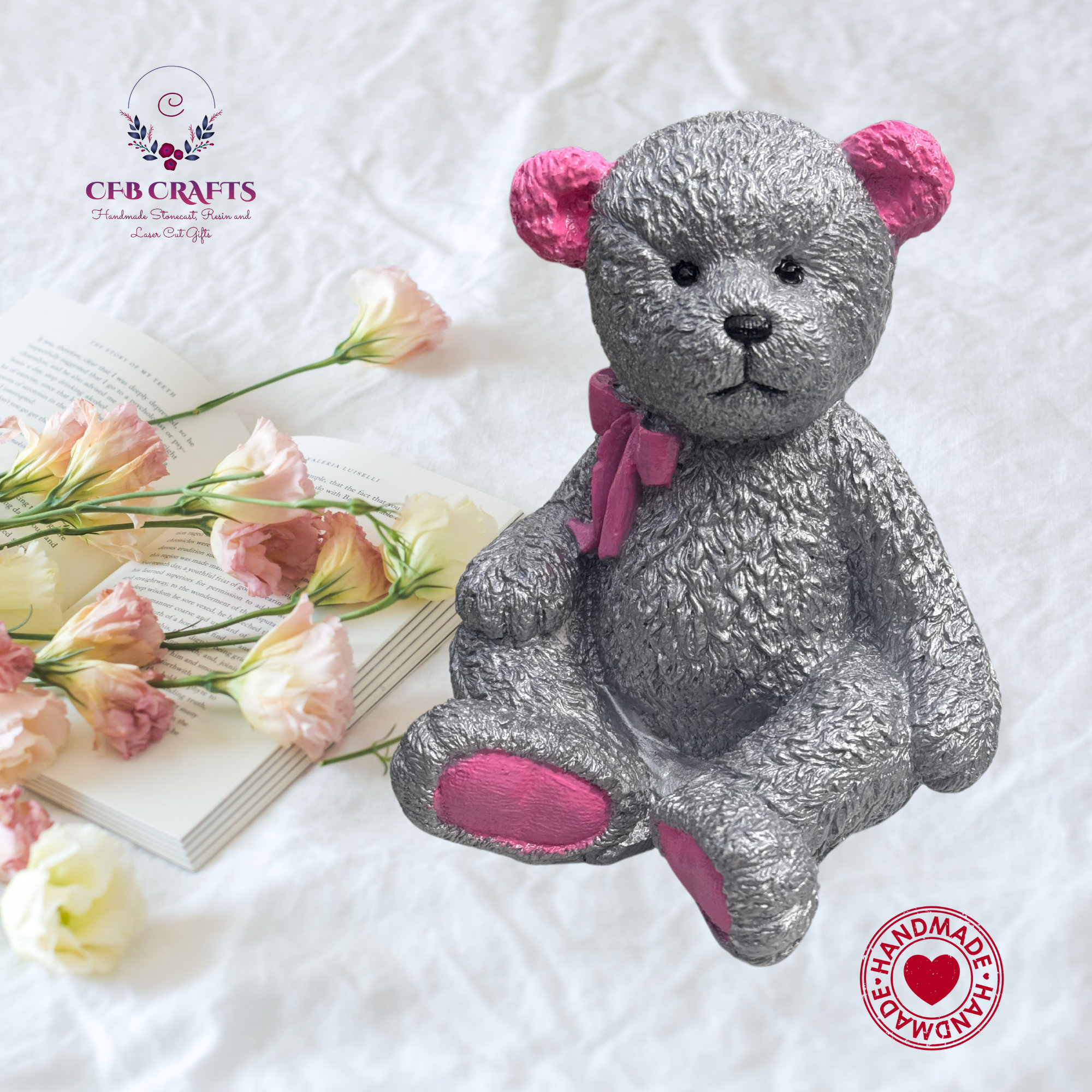 Stone Cast Memorial Teddy Bear: Graveside Ornament - Etsy