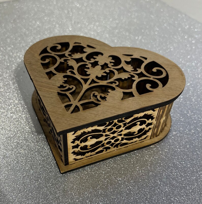 Heart Shaped Laser Cut Box Wooden Heart Box Gift for Her Small - Etsy