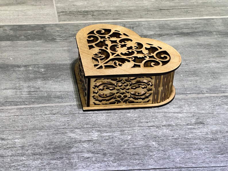 Heart Shaped Laser Cut Box Wooden Heart Box Gift for Her Small - Etsy