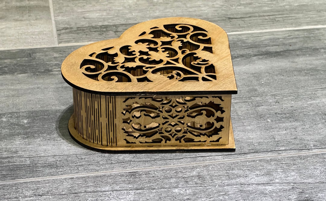 Heart Shaped Laser Cut Box Wooden Heart Box Gift for Her Small ...
