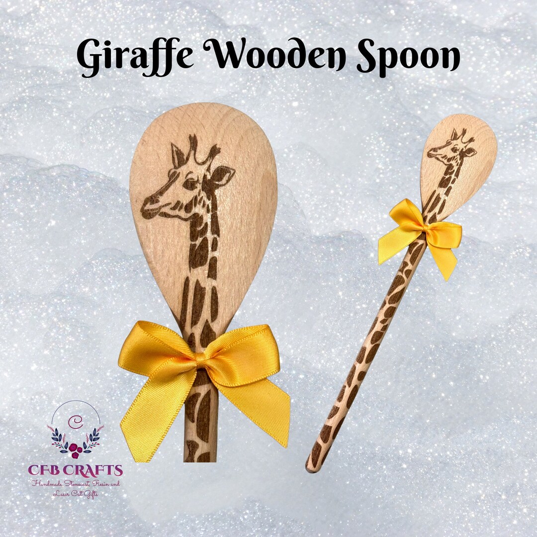 Giraffe Wooden Spoon, Laser Engraved Gift for Giraffe Lovers, Whimsical ...