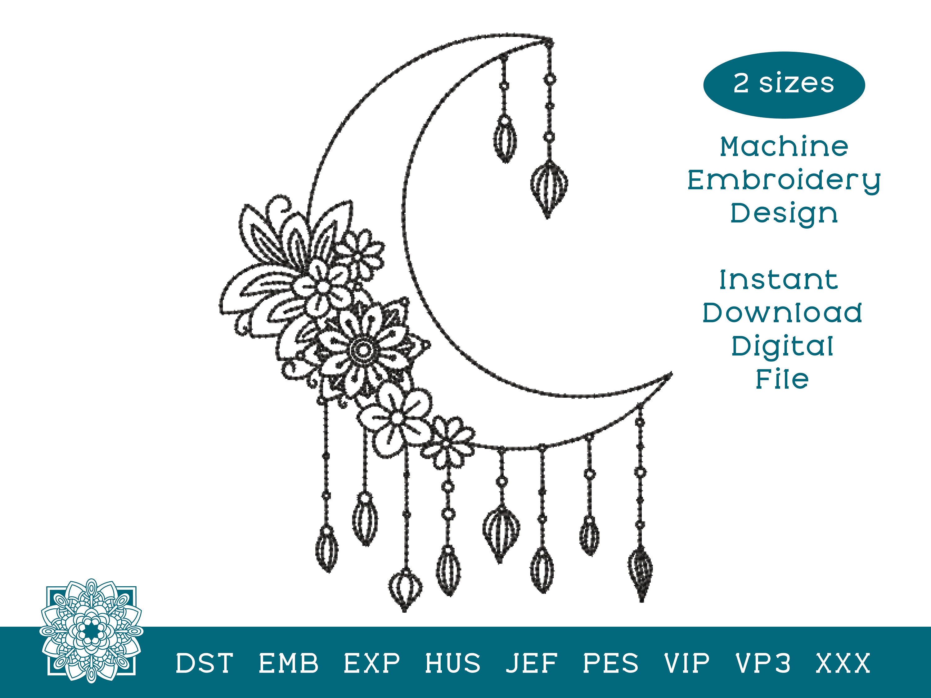 Boho Moon Embroidery Design Moon Dreamcatcher Machine - Etsy