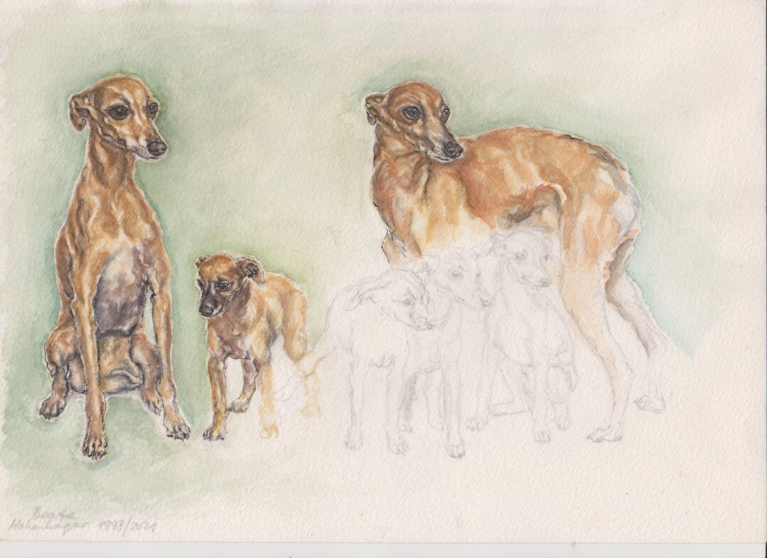 Italian Greyhounds Digital Print, Italian Greyhound Family, Italian ...