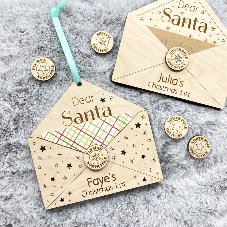 SVG Christmas List Holder, Personalized Santa Letter, Glowforge Laser ...