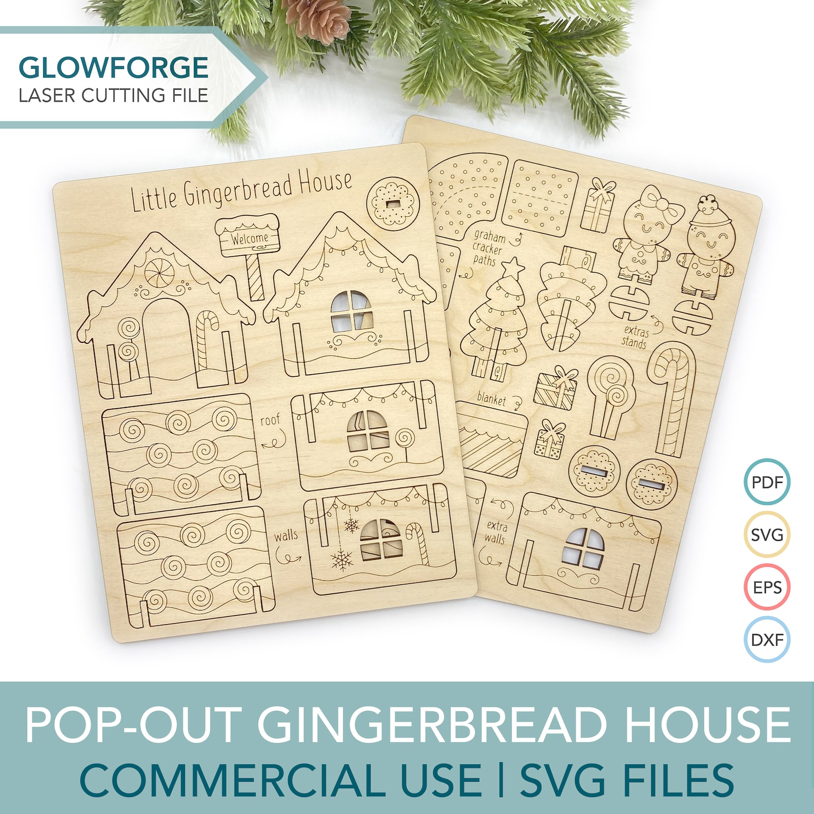 Gingerbread House SVG, Glowforge Christmas Cut Files, Gingerbread Man ...