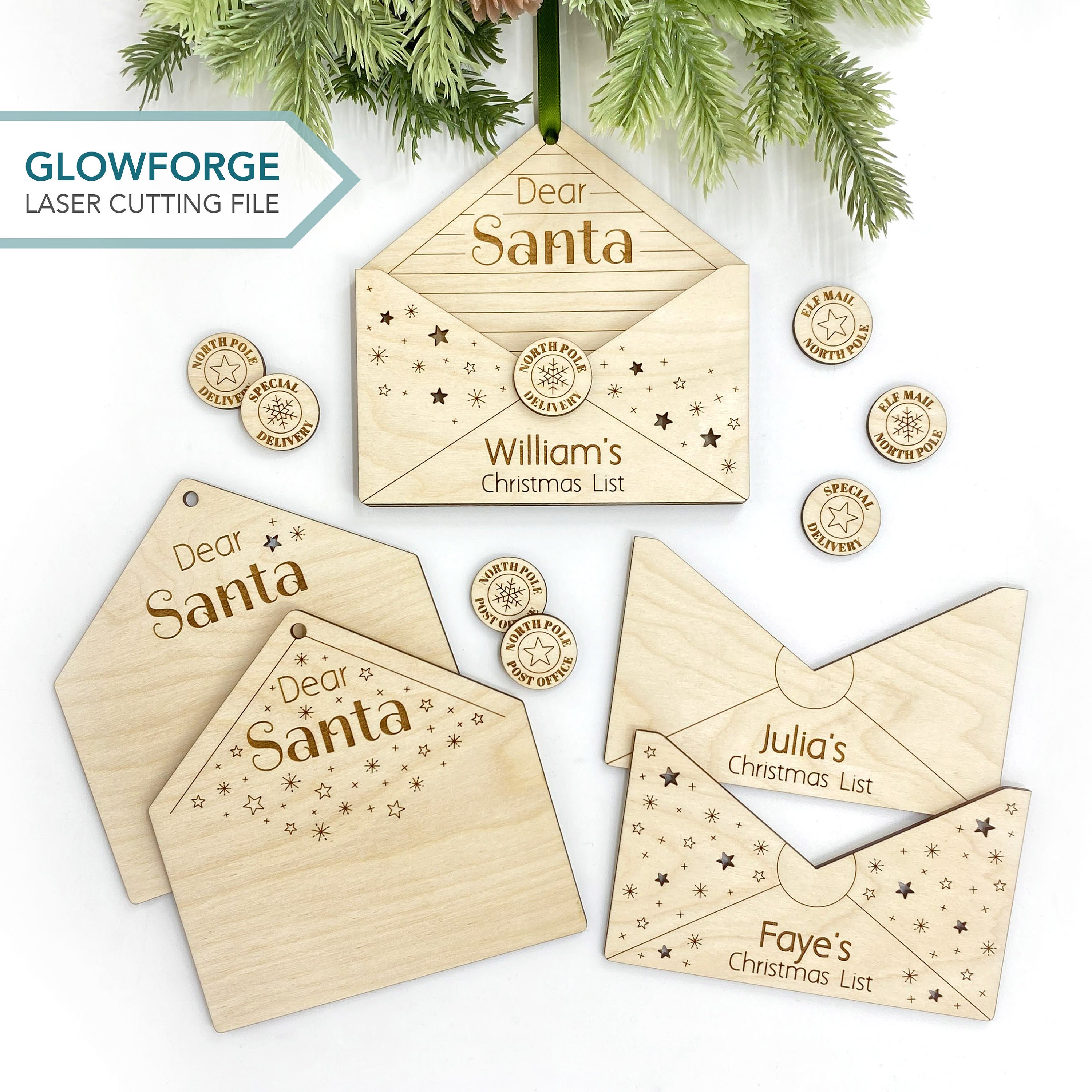 SVG Christmas List Holder, Personalized Santa Letter, Glowforge Laser ...