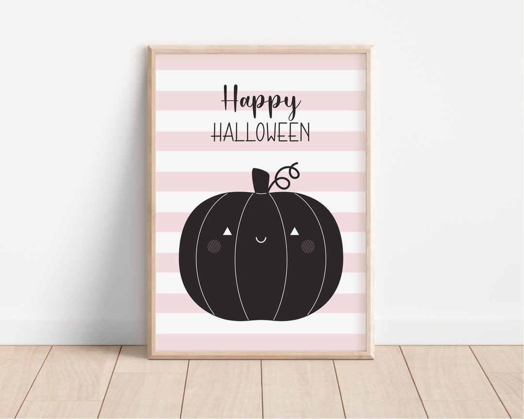 Pumpkin Digital Art, Cute Halloween Wall Art, Happy Halloween Party ...