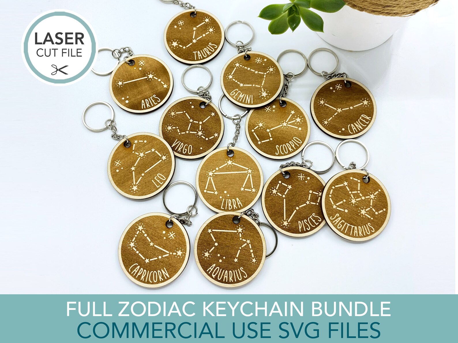 Star Sign SVG Bundle, Zodiac Star Sign Charm SVG Keychain Set ...