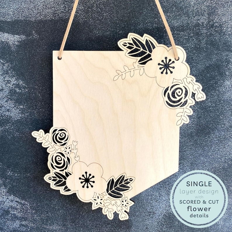 Flower Banner SVG Floral Laser Cut Hanging Sign Files for - Etsy