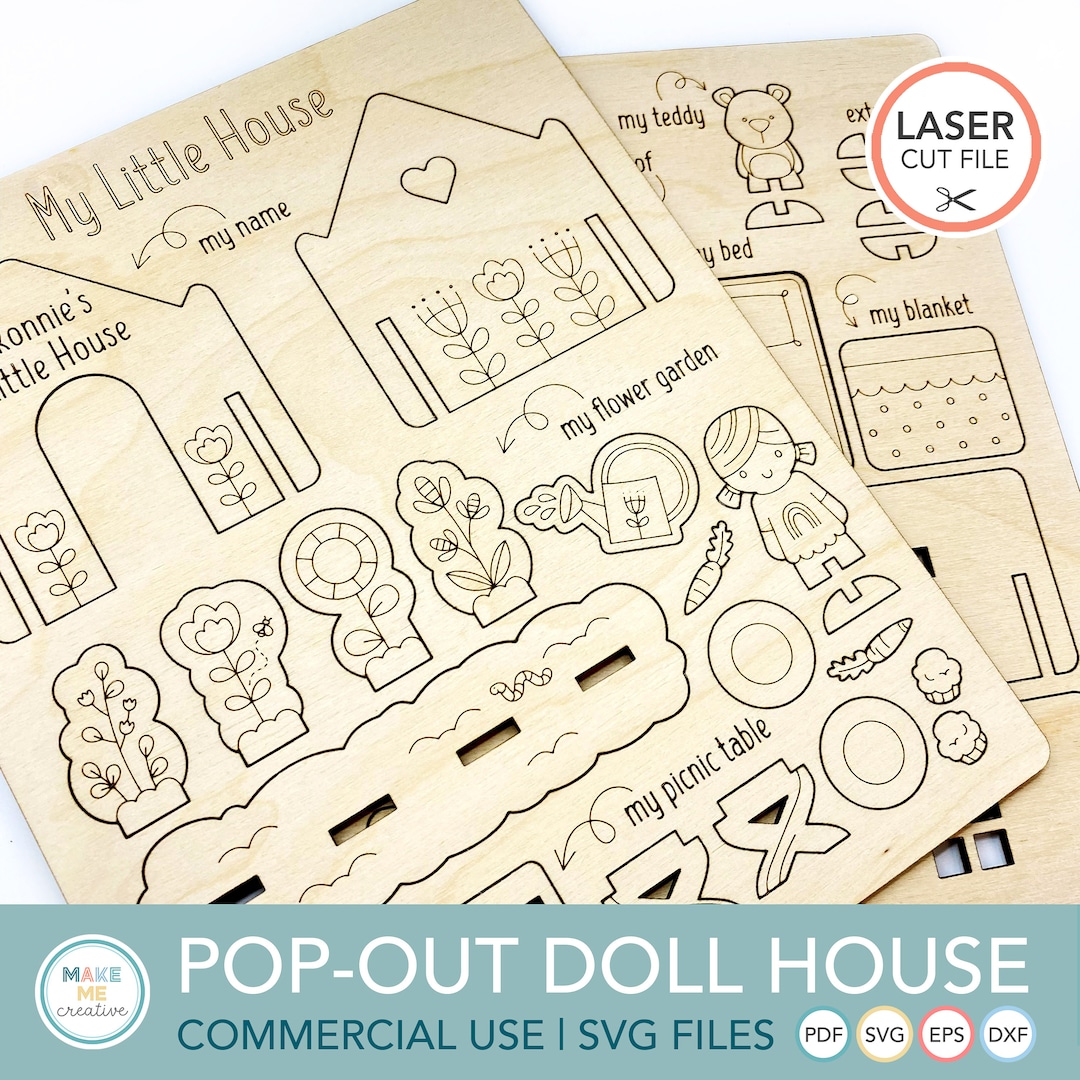 Kids Dollhouse SVG, Pop Out Toy House Laser Cut File, Kids Playhouse ...
