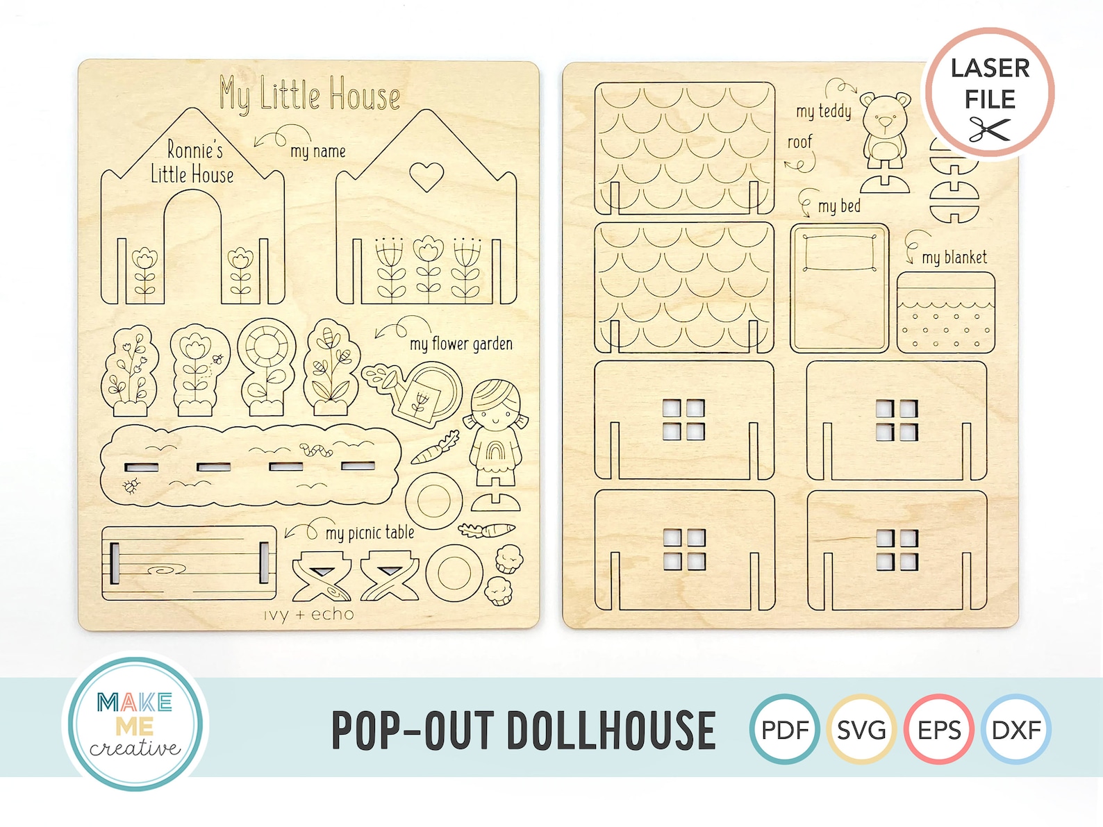 Kids Dollhouse SVG, Pop Out Toy House Laser Cut File, Kids Playhouse ...