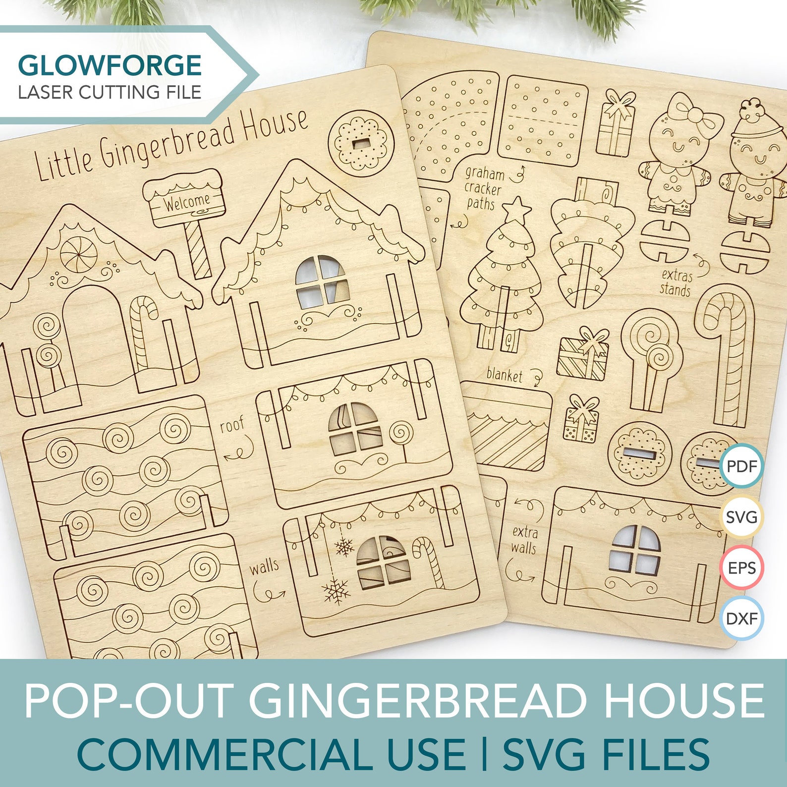 Gingerbread House SVG, Glowforge Christmas Cut Files, Gingerbread Man ...