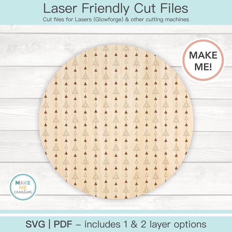 SVG Files for Circular Laser Cut Sign With Triangle Pattern, Laser Cut ...