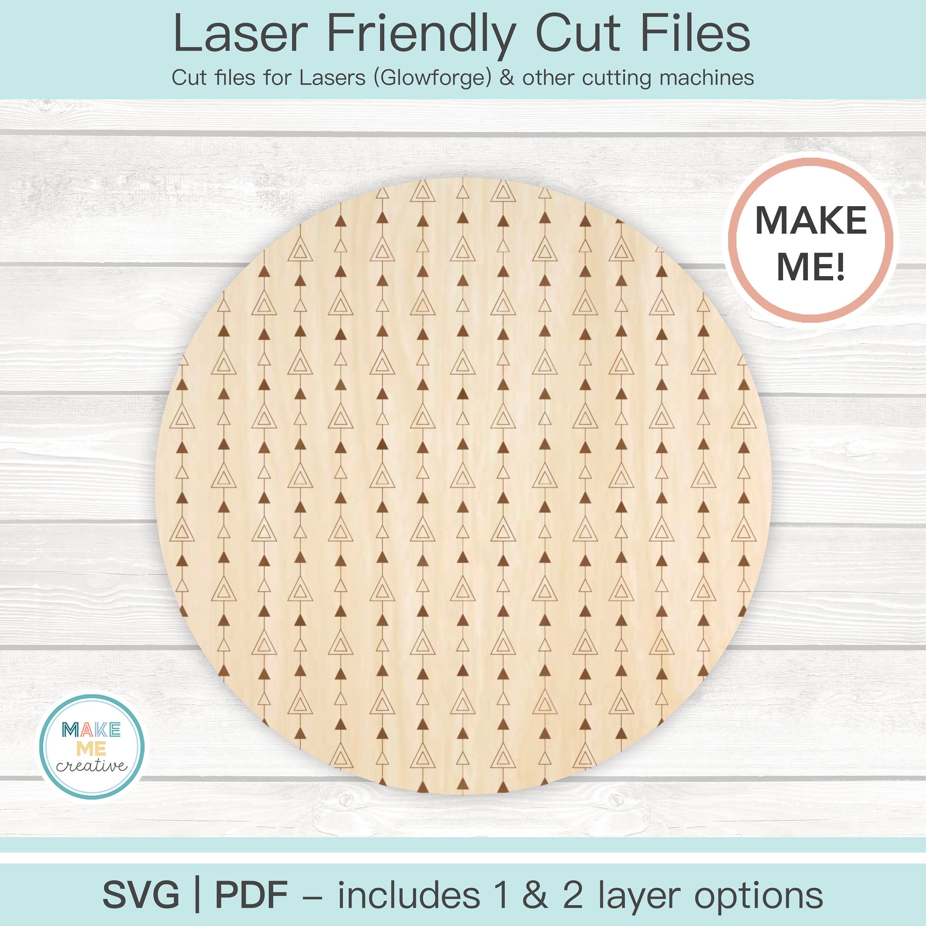 SVG Files for Circular Laser Cut Sign With Triangle Pattern, Laser Cut ...