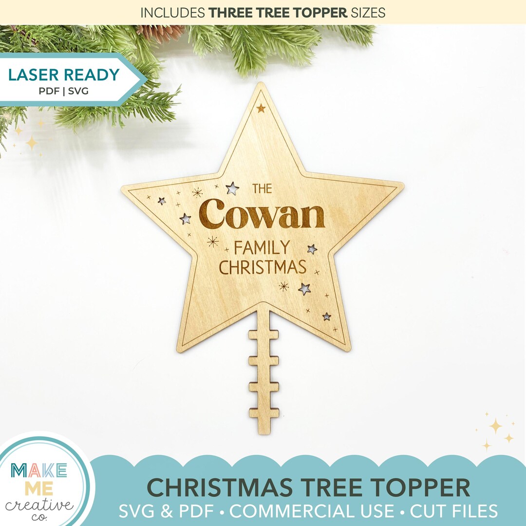 Christmas Tree Topper Star SVG Christmas Family Gift Laser Cutting File ...