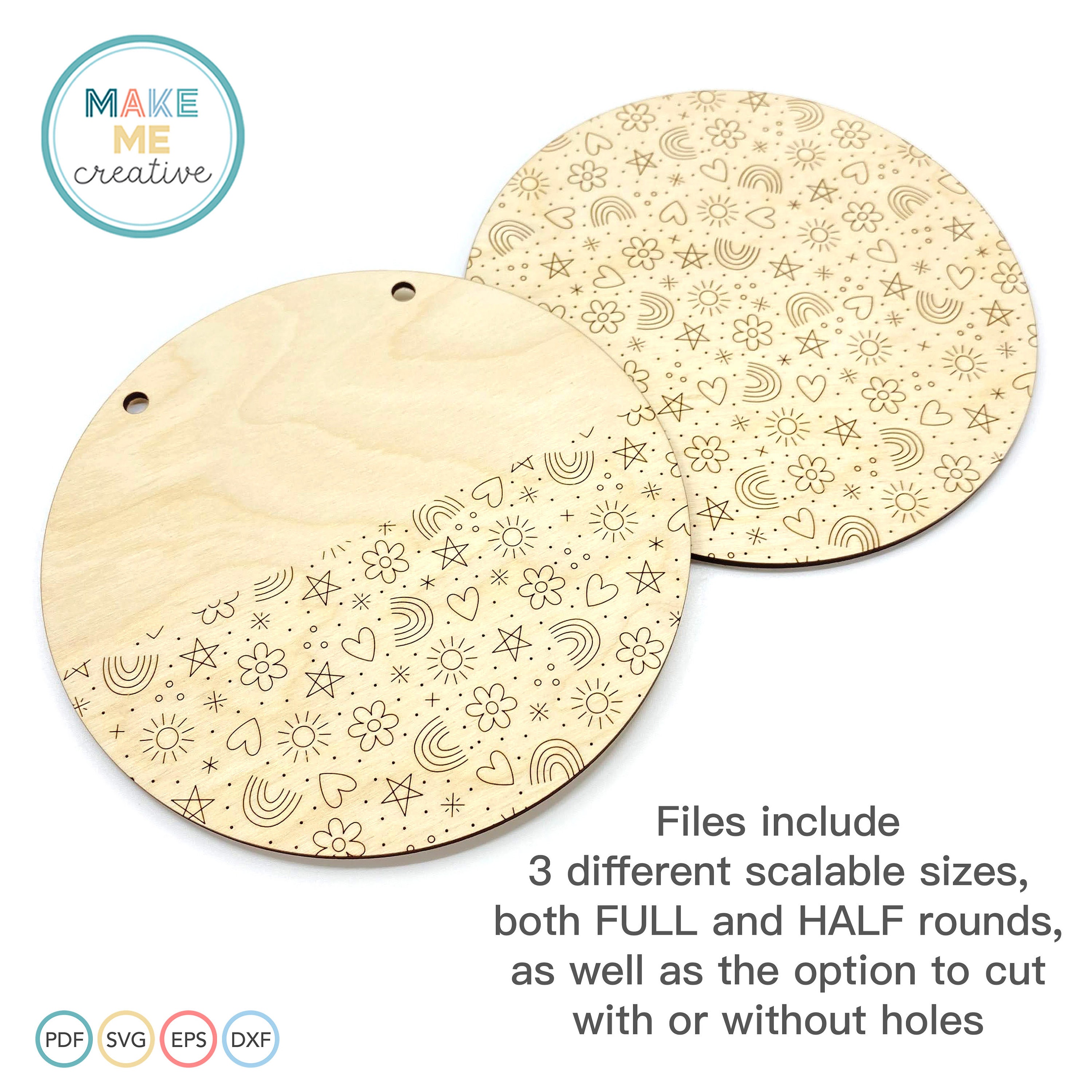 SVG Sign Backer, Scoring Only Pattern Rounds, Laser Ready Cut File for ...