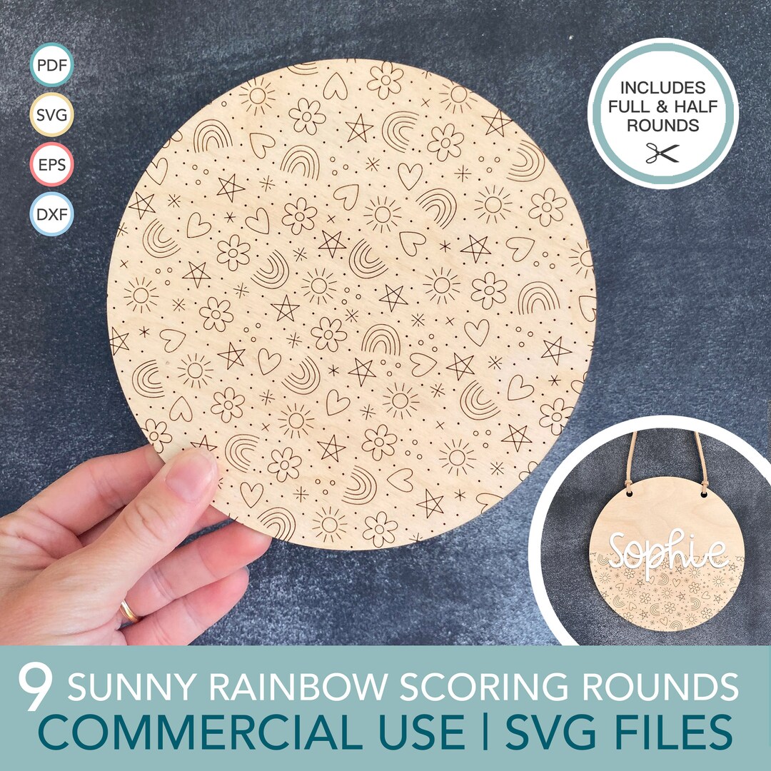 SVG Sign Backer, Scoring Only Pattern Rounds, Laser Ready Cut File for ...