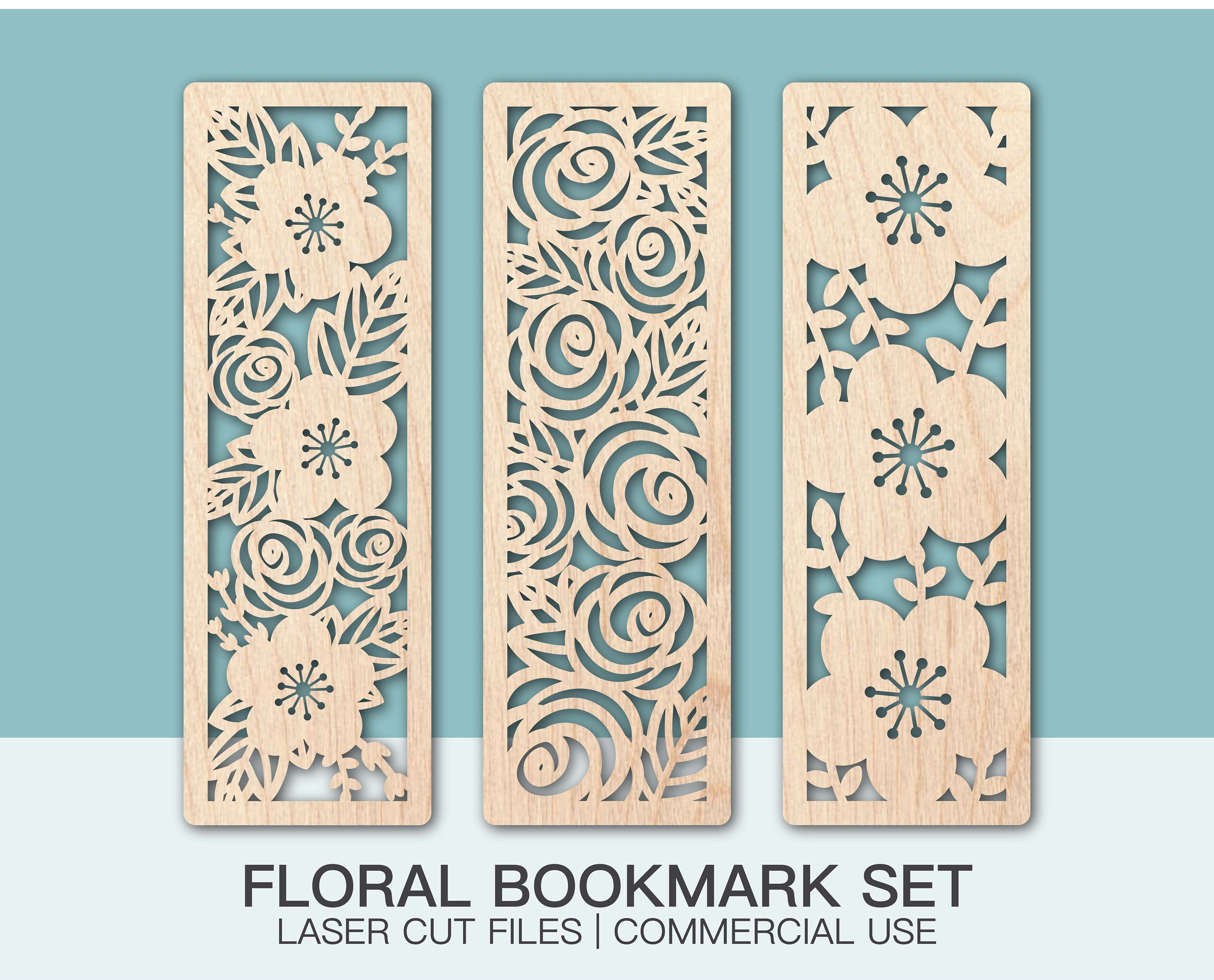 Flower Bookmark Bundle, Floral Bookmark SVG Files, Laser Cut Files for ...