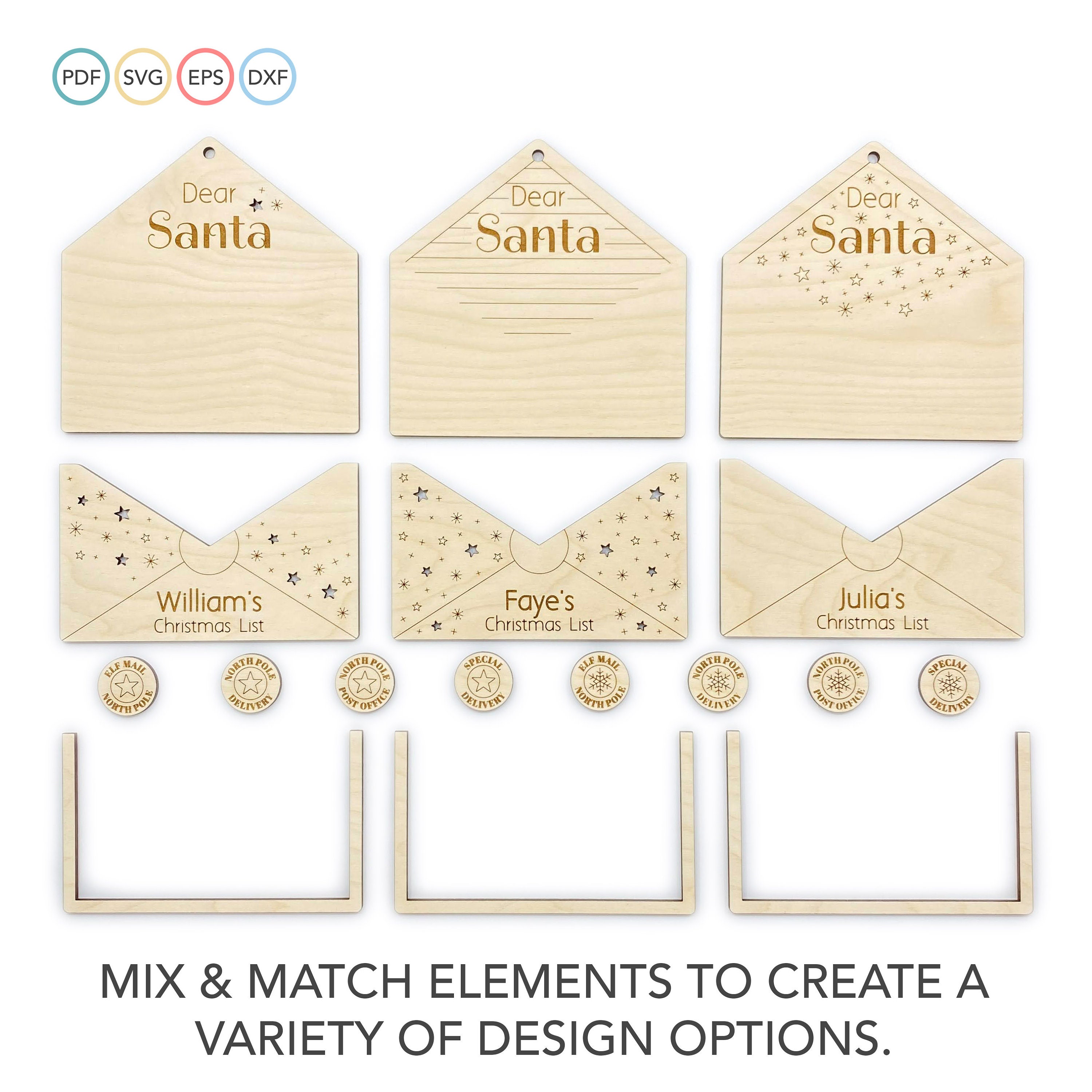 SVG Christmas List Holder, Personalized Santa Letter, Glowforge Laser ...