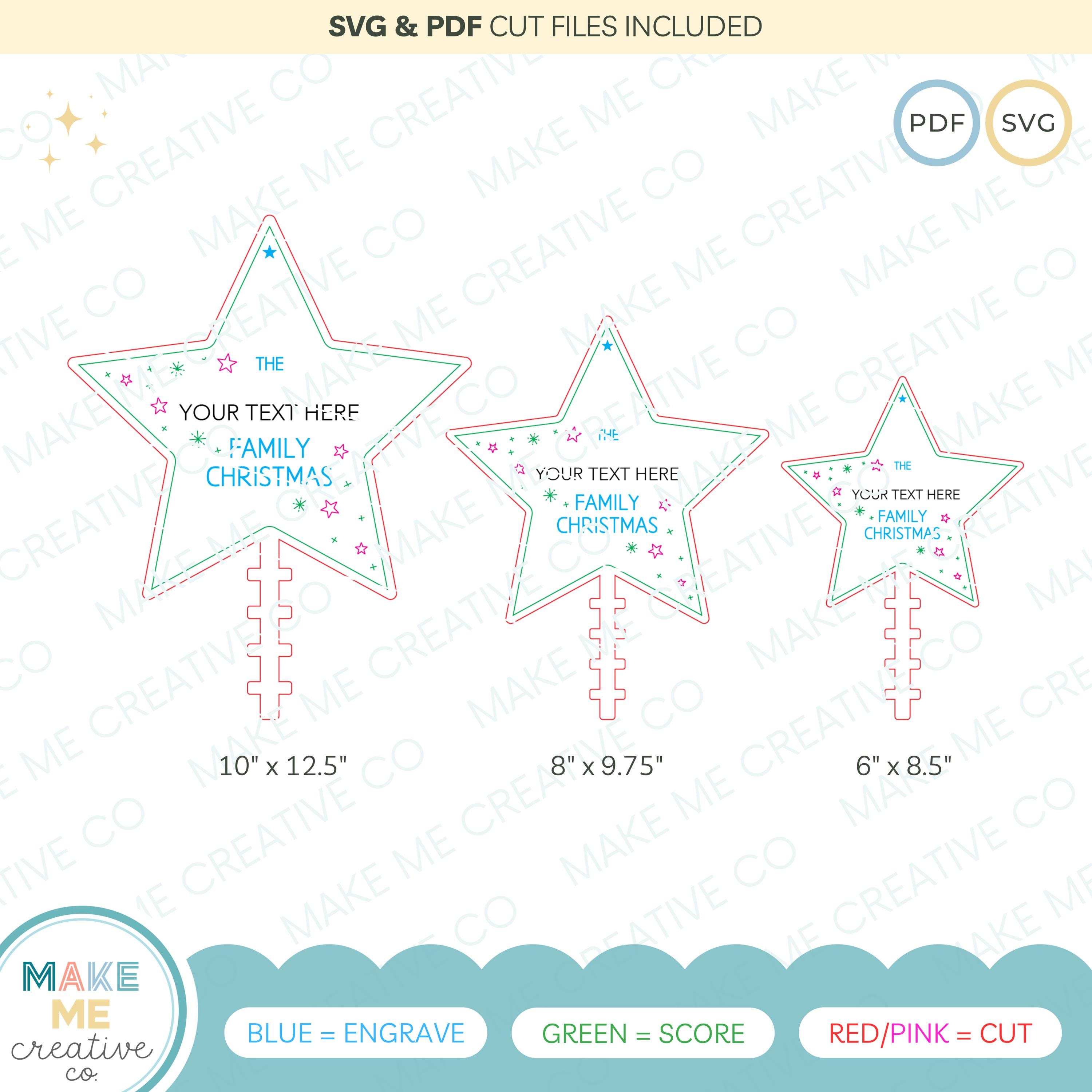 Christmas Tree Topper Star SVG Christmas Family Gift Laser Cutting File ...