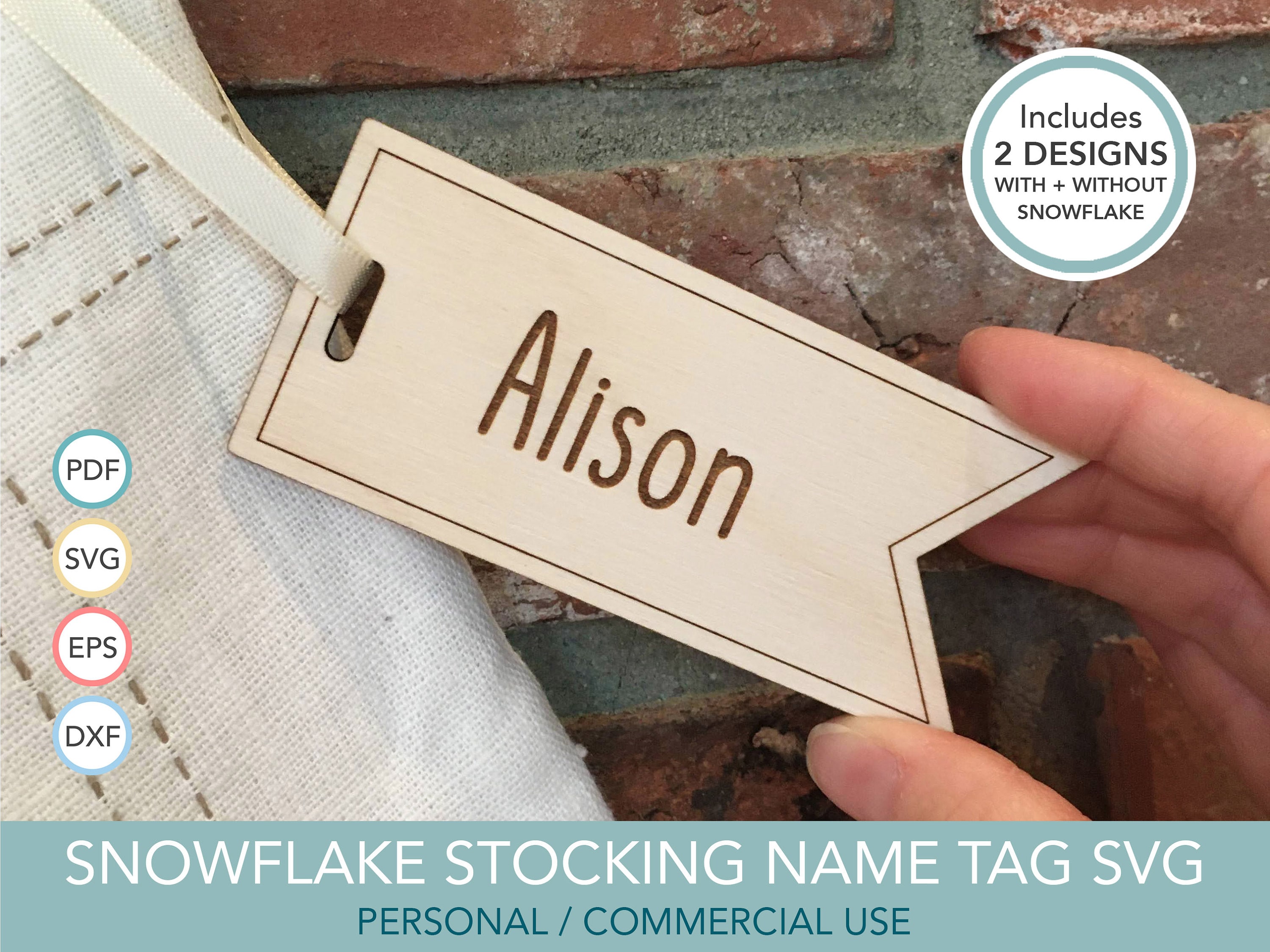 Christmas Stocking SVG, Stocking Name Tag Laser Cut File, Xmas Gift ...