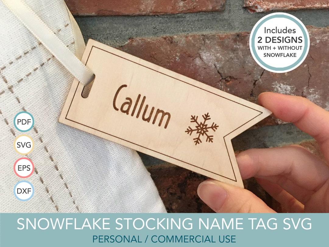 Christmas Stocking SVG, Stocking Name Tag Laser Cut File, Xmas Gift ...