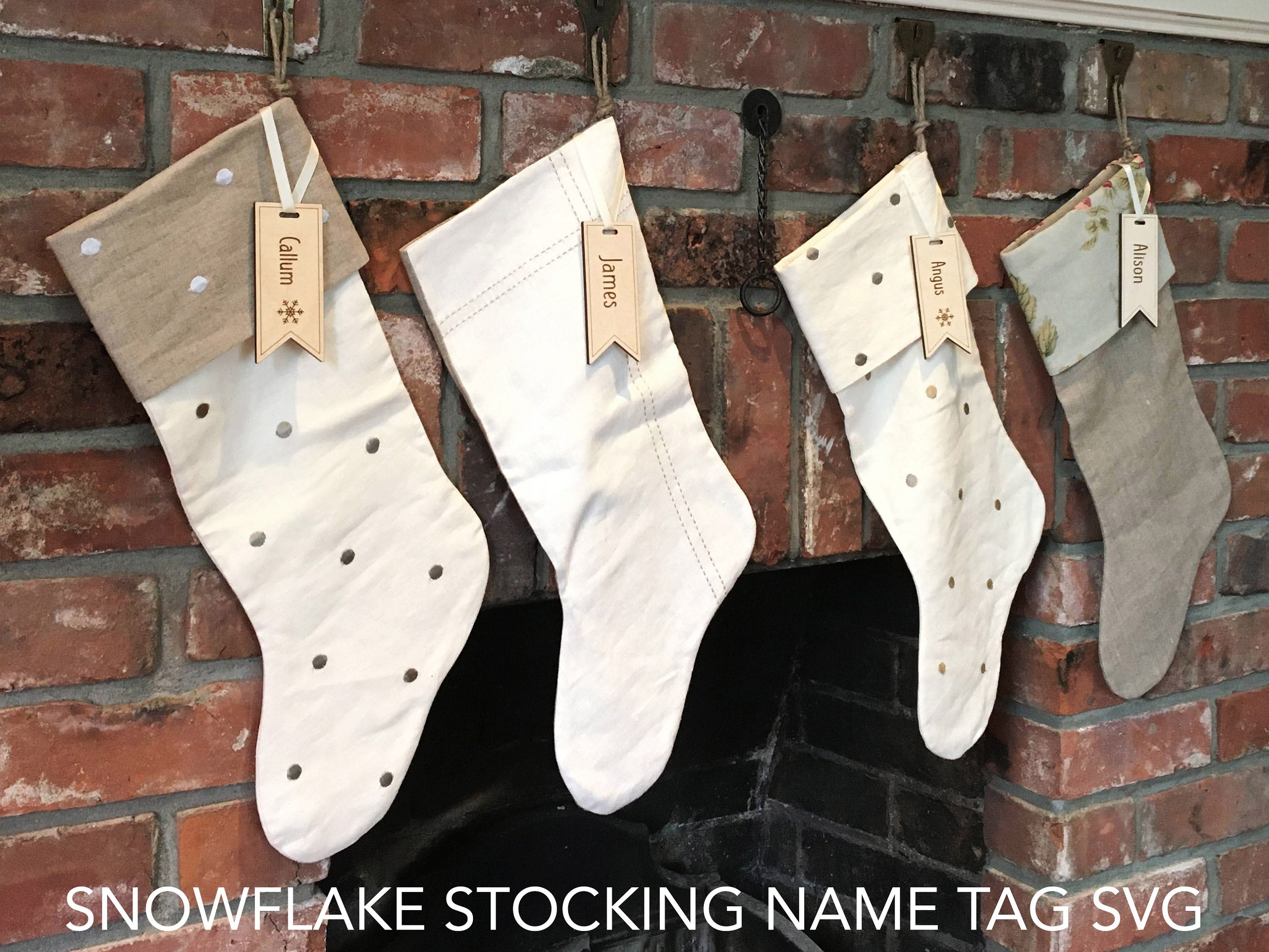 Christmas Stocking SVG, Stocking Name Tag Laser Cut File, Xmas Gift ...