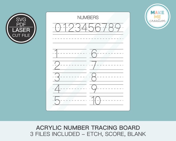 Number Tracing SVG Acrylic 123 Dry Erase Board Cut File - Etsy