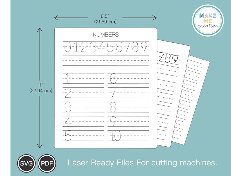 Number Tracing SVG Acrylic 123 Dry Erase Board Cut File - Etsy