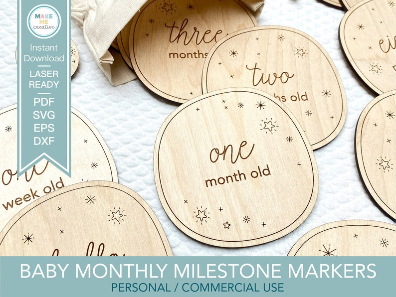 Baby Milestones SVG Monthly Milestones Markers Laser Cut - Etsy