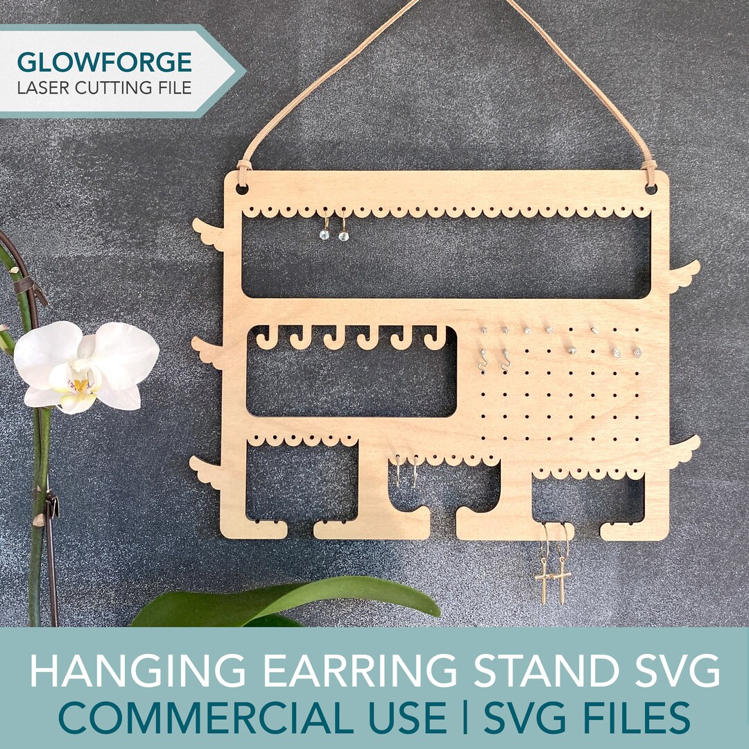 Earring Holder SVG Laser Cut File for Glowforge, Angel Wings Hanging ...