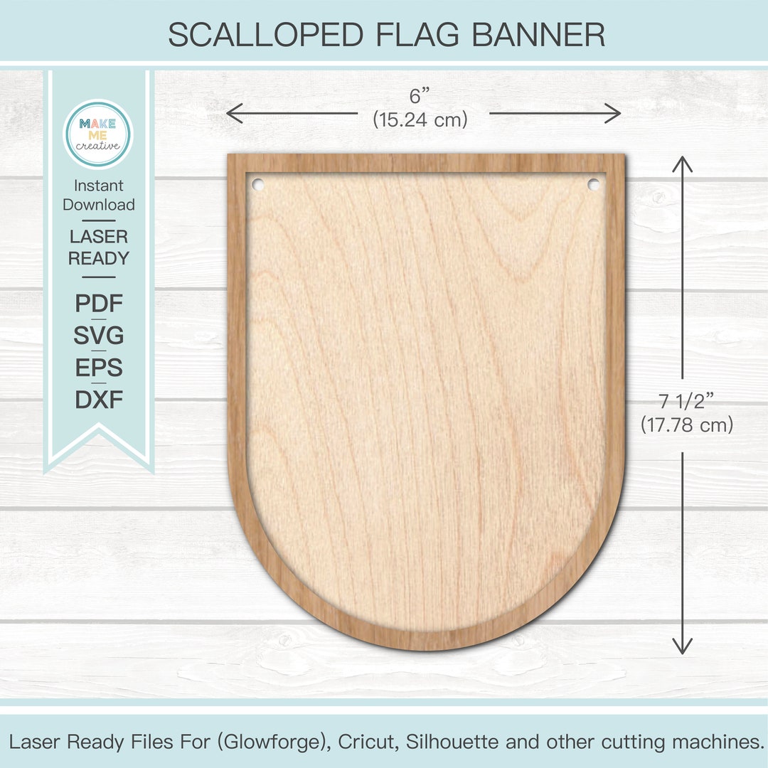 SVG, Scalloped Sign Svg, Blank Scallop Flag Door Hanger SVG, Glowforge ...