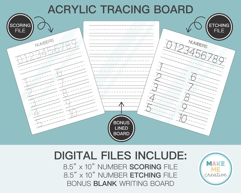 Number Tracing SVG, Acrylic 123 Dry Erase Board Cut File, Glowforge ...