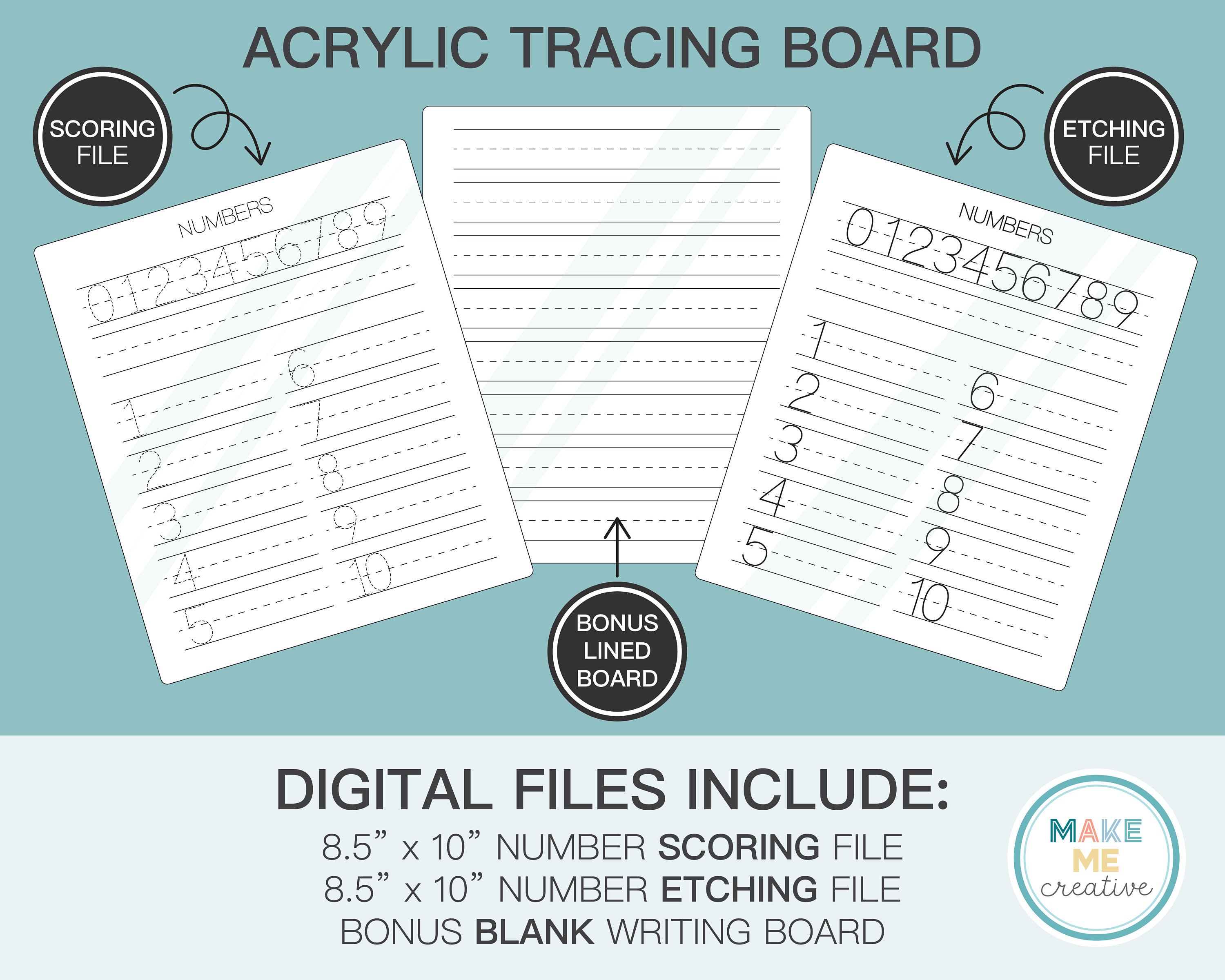 Number Tracing SVG, Acrylic 123 Dry Erase Board Cut File, Glowforge ...